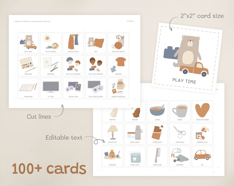 Morning Afternoon Bedtime Routine Chart, Editable Schedule for Kids ...