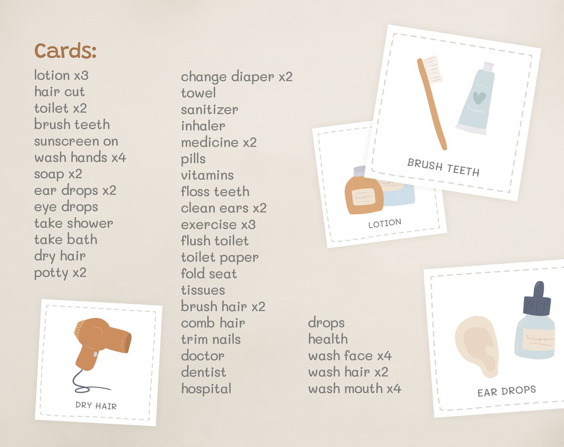 Self Care Routine Cards for Kids, Printable Editable Picture Cards ...