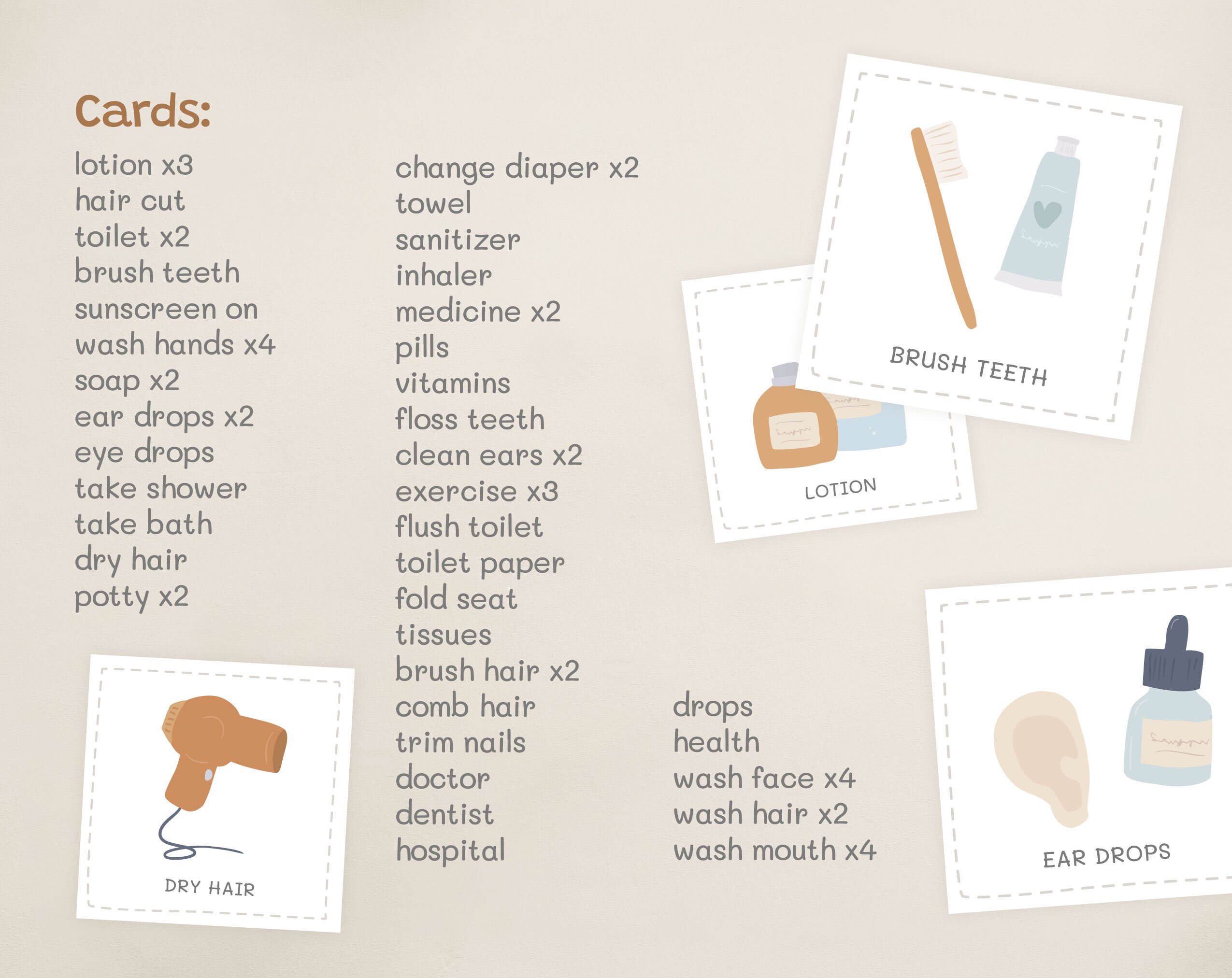 Self Care Routine Cards for Kids, Printable Editable Picture Cards ...