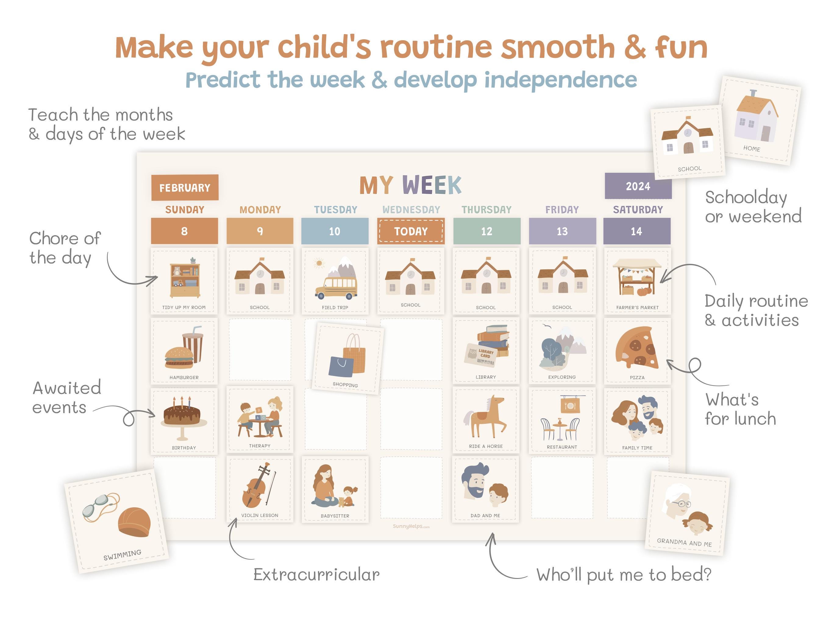 Editable Kids Weekly Planner, Visual Schedule, Chore Chart (printable ...