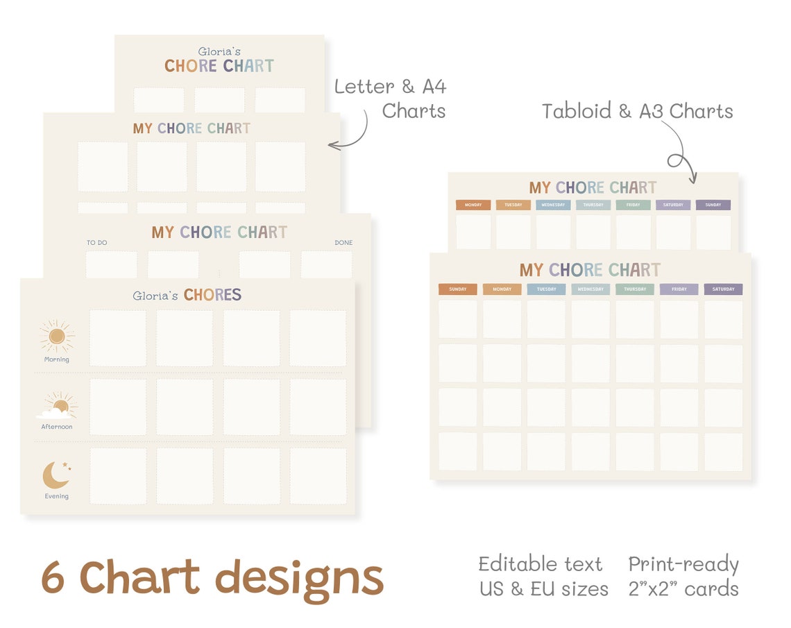 Chore Chart and Checklist Bundle / Editable Printable Charts and ...