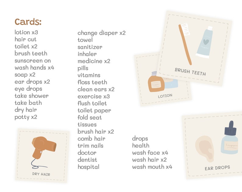 Self Care Routine Cards for Toddlers, Printable Editable Picture Cards ...