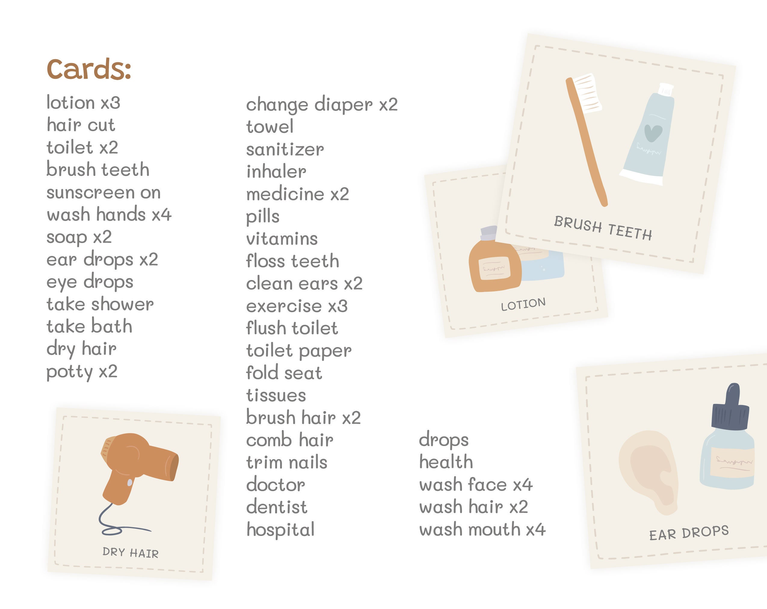 Self Care Routine Cards for Kids / Printable Editable Picture Cards ...