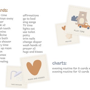 Bedtime Routine Charts and Cards, Toddler Routine Chart, Editable ...