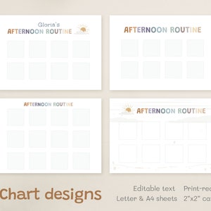 Afternoon Routine Charts and Cards, Editable Kids Schedule, Printable ...