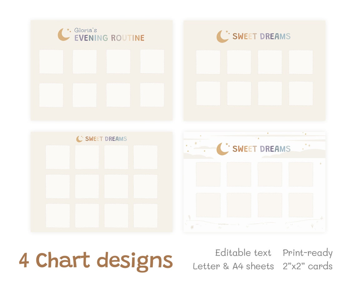 Bedtime Routine Charts and Cards / Toddler Routine Chart Editable ...