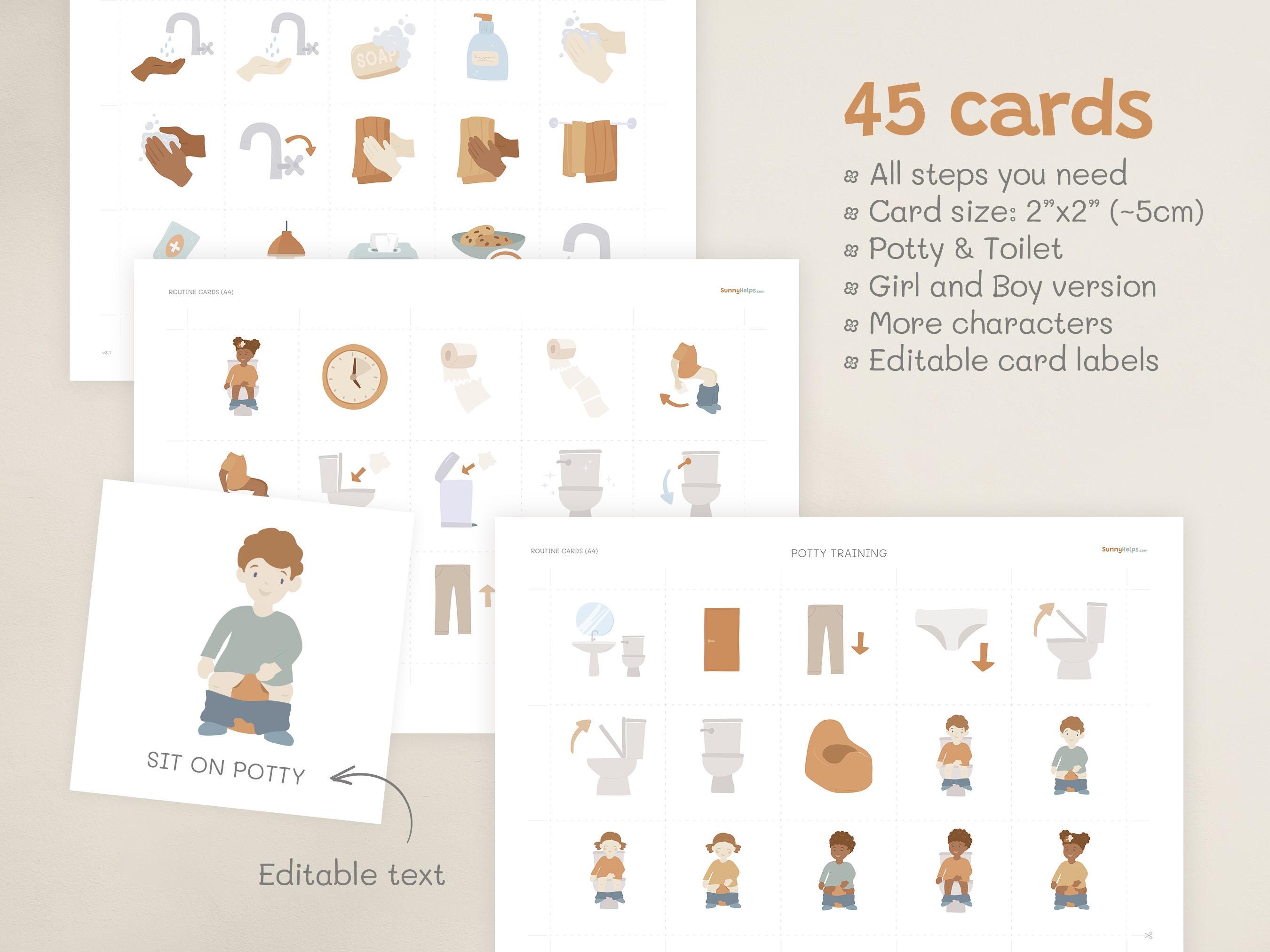 Potty Training Chart & Cards, Visual Schedule, Montessori Life Skills ...