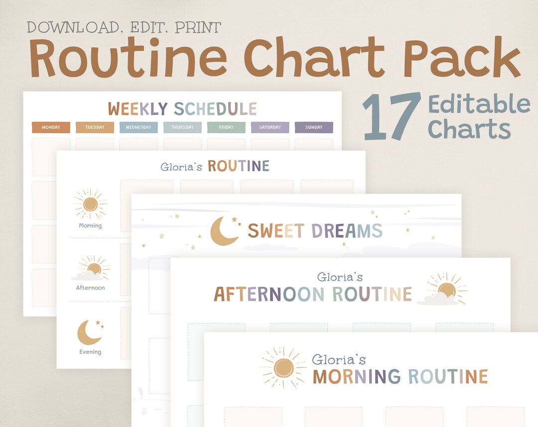 Daily Routine Chart Pack, Morning Afternoon Evening Routine Charts ...