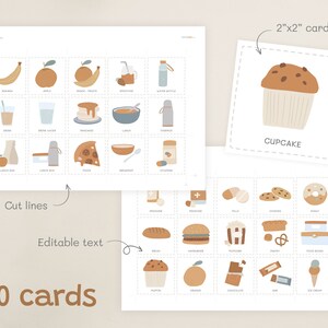 60 Food Flashcards, Printable Food Cards for Kids, Treats Fruits,drinks ...