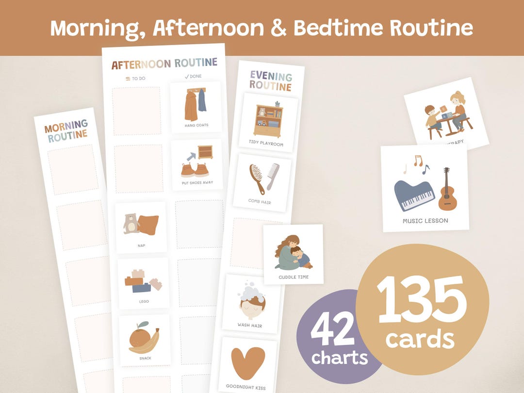 Editable Visual Schedule for Kids, Daily Routine Chart, Morning Afternoon Bedtime Routine Cards ...