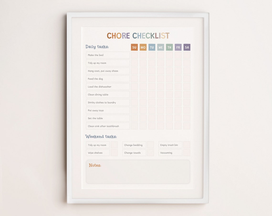 Chore Checklist for Kids Printable / Visual Chore Chart / Editable ...