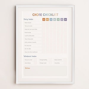 Chore Checklist for Kids Printable, Visual Chore Chart, Editable Chore ...