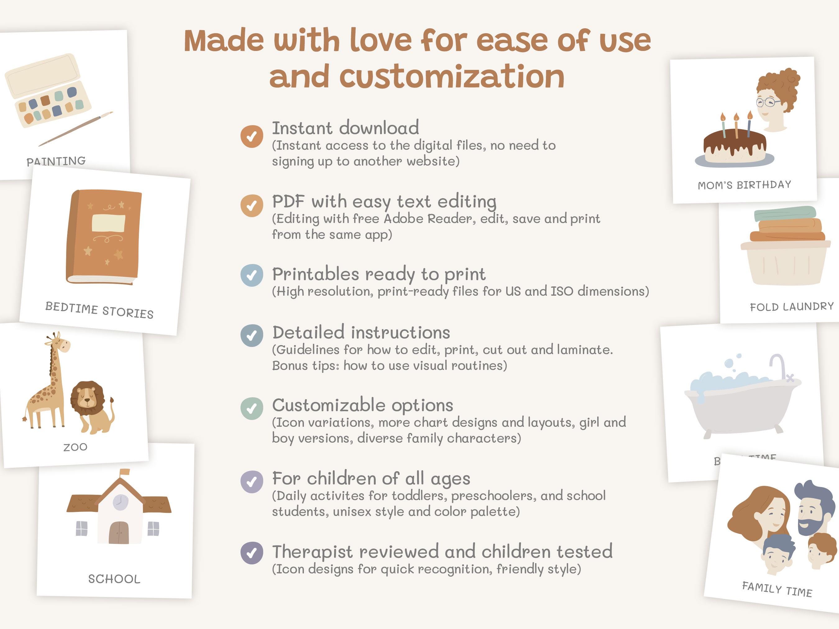 Visual Schedule Bundle, 1100+ Routine Cards & 50+ Charts (printable) - Etsy