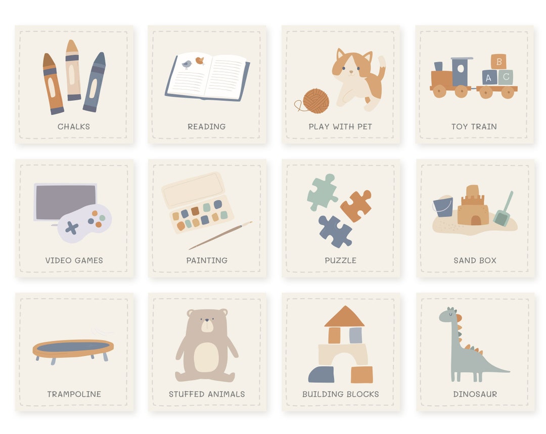 75 Play Activity Flashcards / Printable Routine Cards for Kids / Games ...