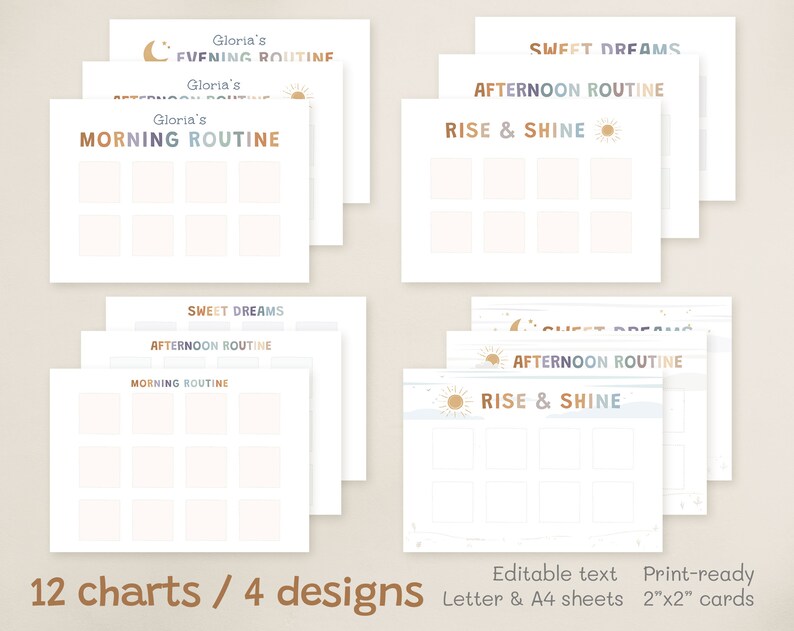 Morning Afternoon Bedtime Routine Chart, Editable Schedule for Kids ...