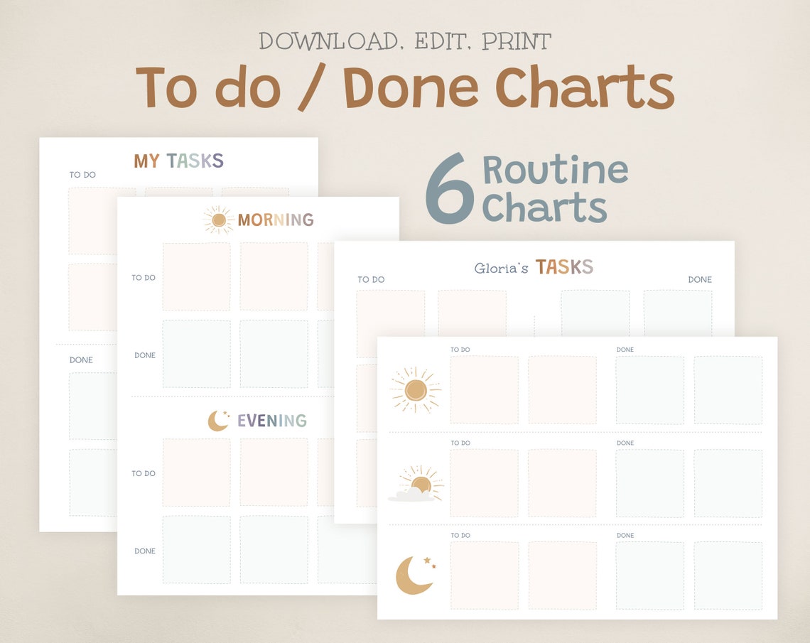To Do Done Routine Chart for Kids, Toddler Daily Routine, Printable ...