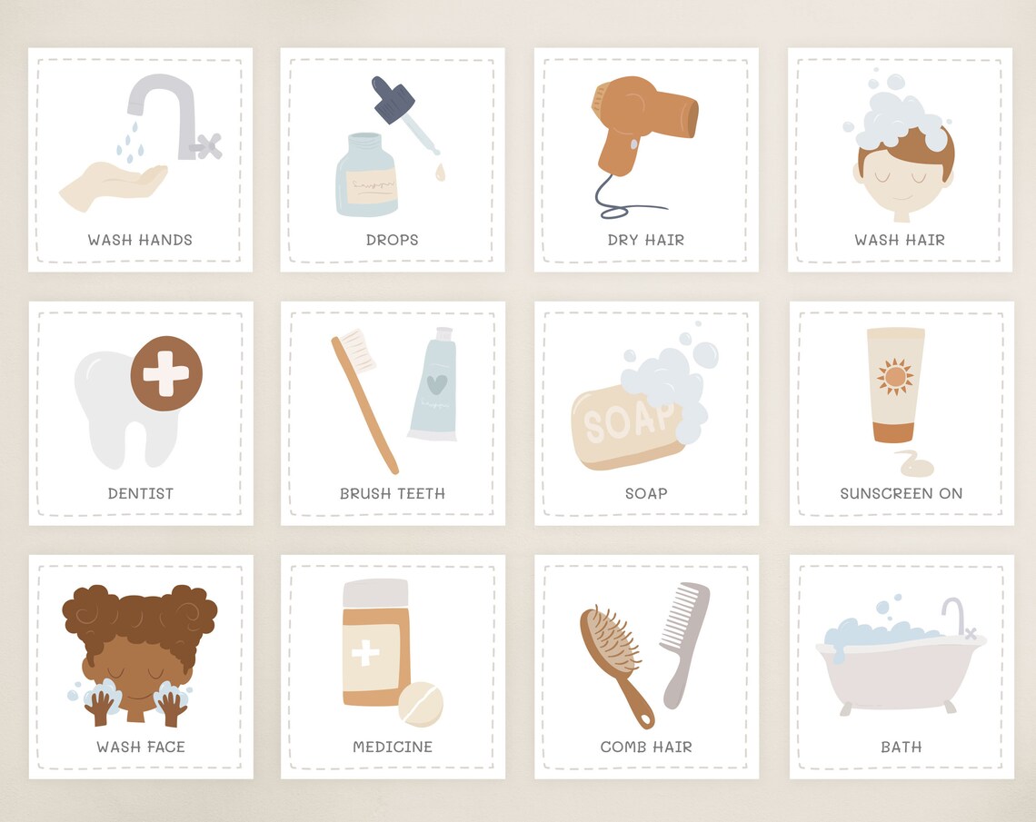 Self Care Routine Cards for Kids / Printable Editable Picture Cards ...