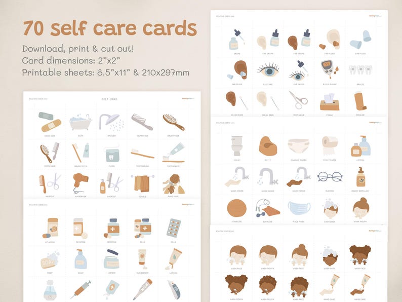 Self Care Visual Schedule Cards, Editable Hygiene Routine Flash Cards ...