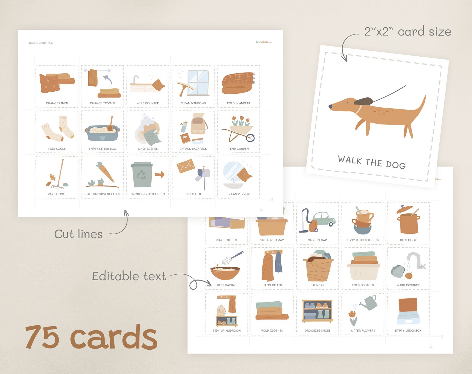 Chore Chart for Kids Printable / Editable Routine Charts and Cards ...