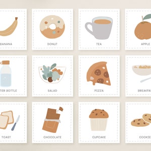 60 Food Flashcards, Printable Food Cards for Kids, Treats Fruits,drinks ...
