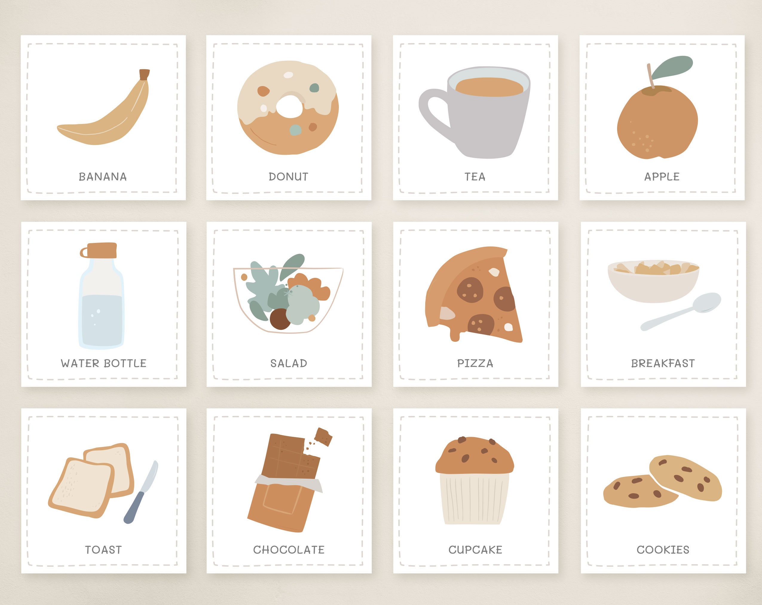 60 Food Flashcards, Printable Food Cards for Kids, Treats Fruits,drinks ...