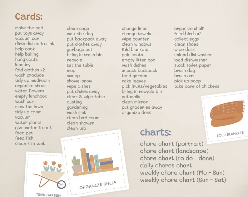 Editable Kids Chore Chart, Visual Daily Routine Checklist (printable ...