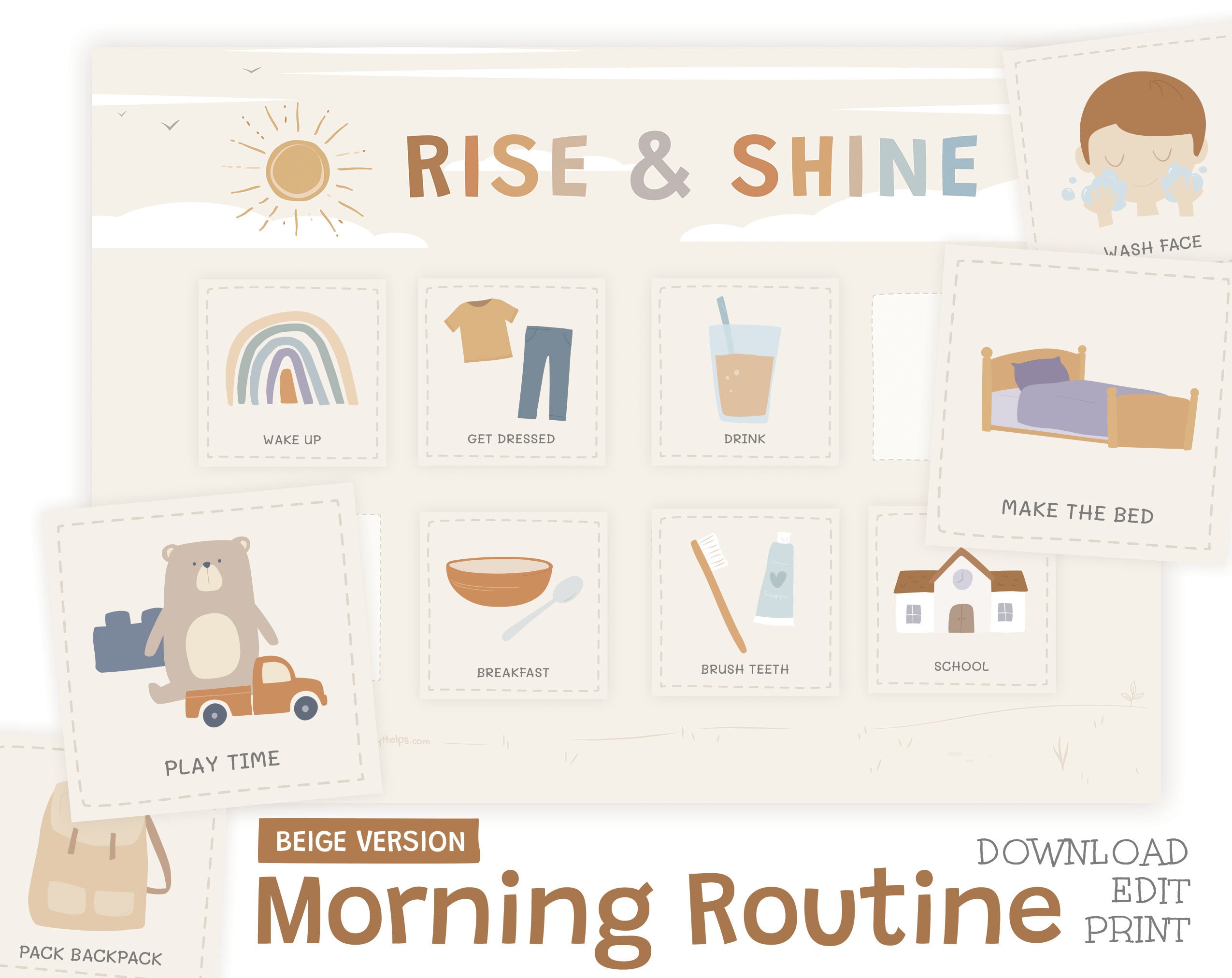 Editable Morning Routine Charts and Cards / Visual Schedule Printable ...