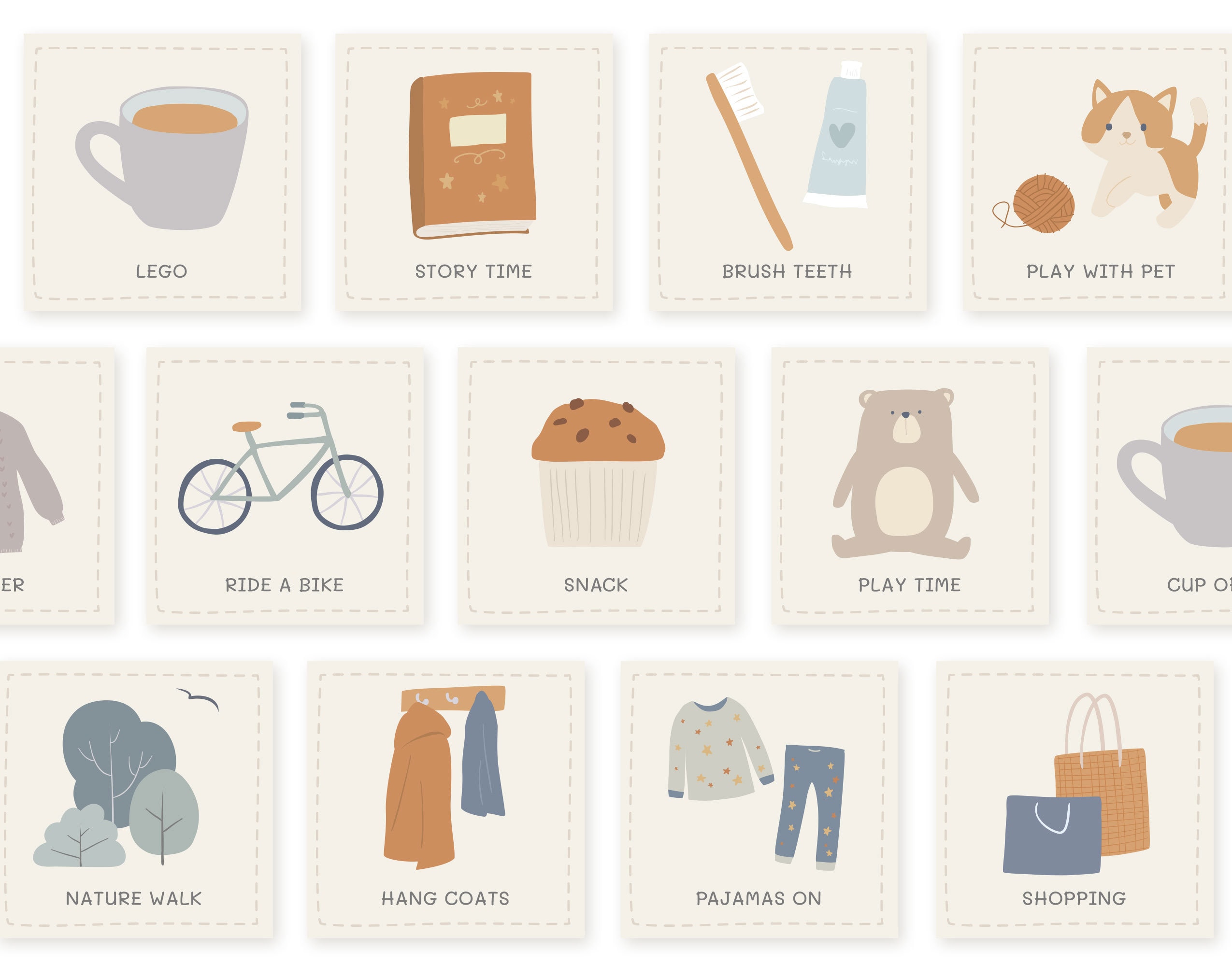 Visual Routine Cards, Editable Routine Cards: Activities Food Chores ...