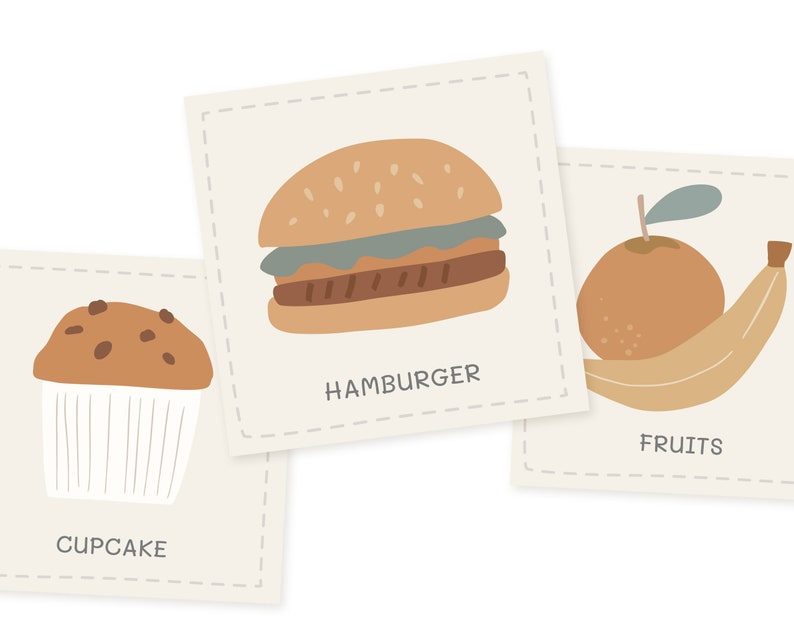 60 Food Flashcards, Printable Food Cards for Kids, Treats Fruits,drinks ...