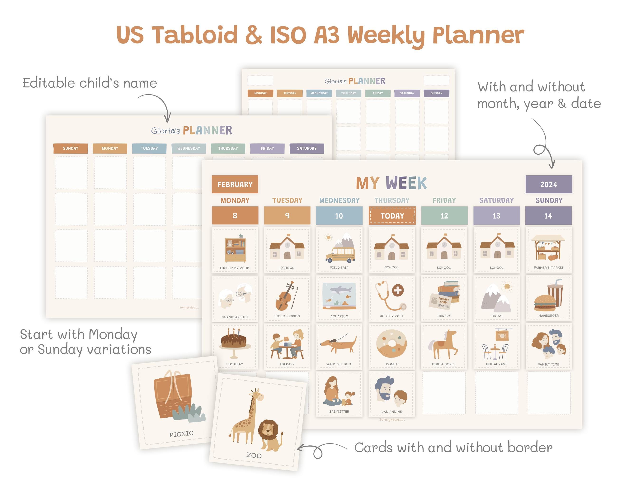 Editable Kids Weekly Planner, Visual Schedule, Chore Chart (printable ...
