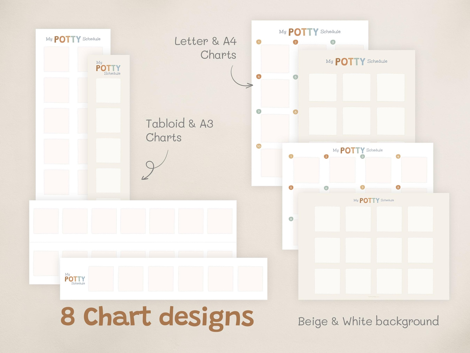 Potty Training Chart and Cards Kids Toilet Training Printable Step by ...