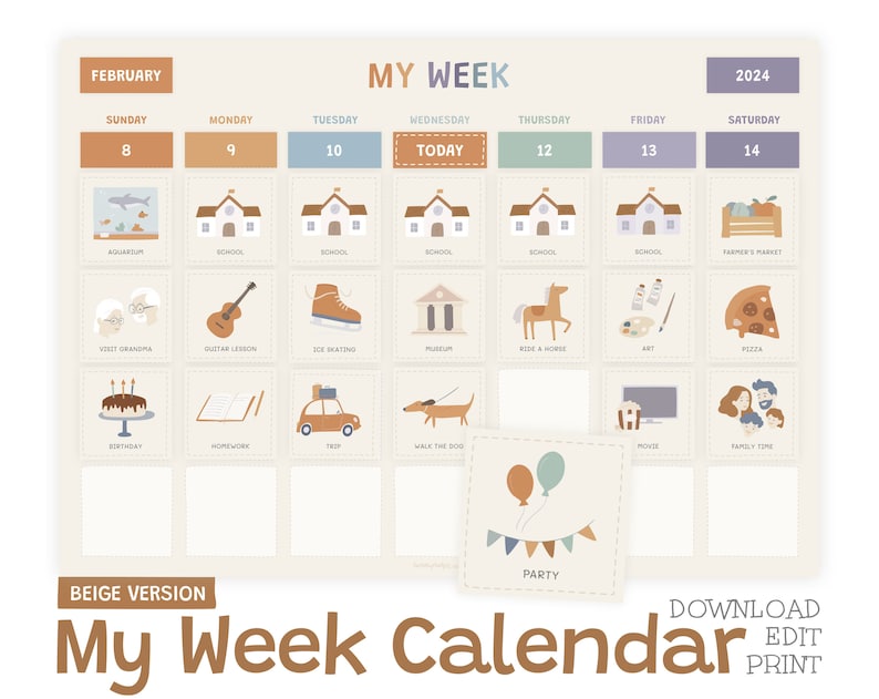 Kids Weekly Planner, Editable Visual Schedule, Homeschool Montessori ...