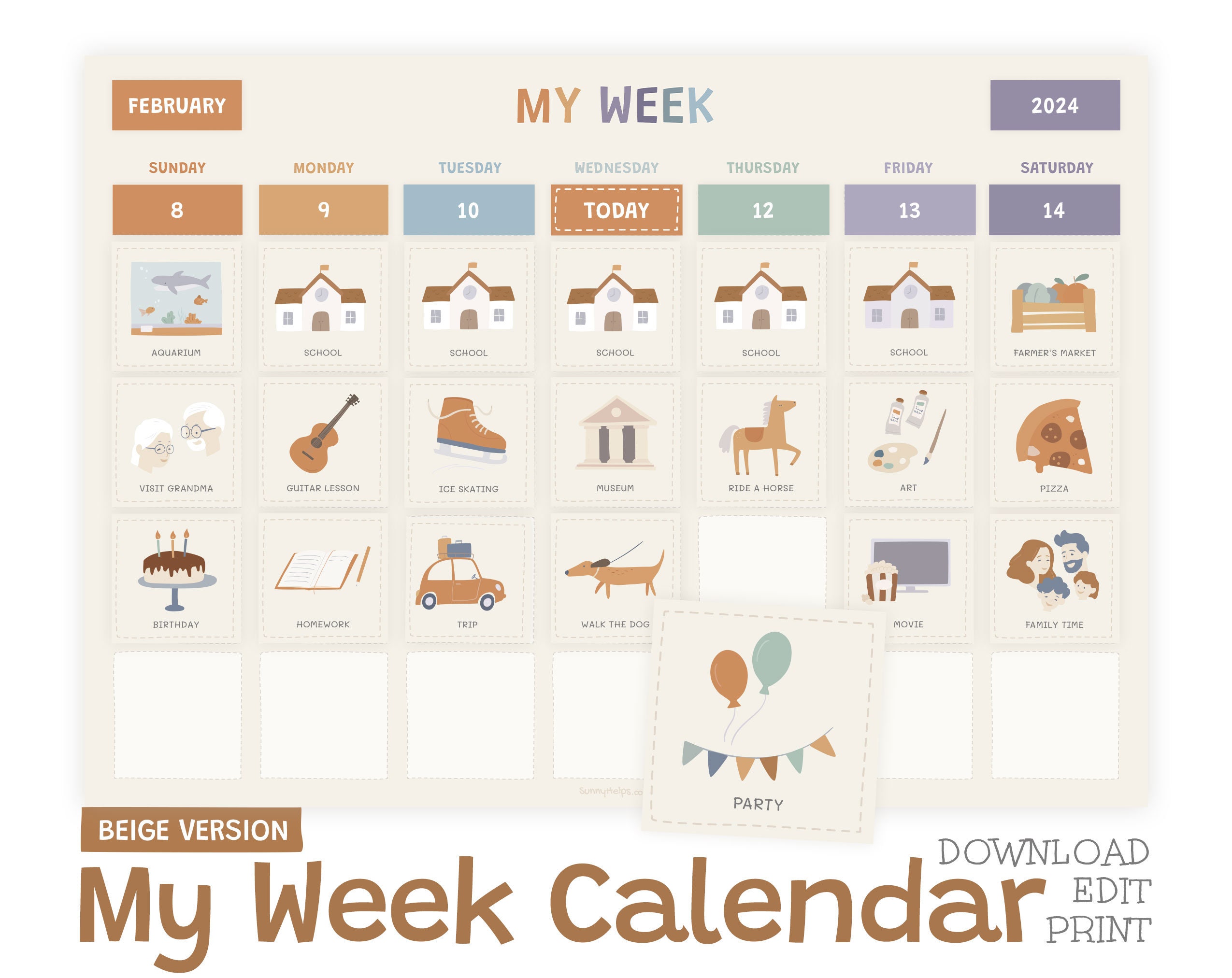 Kids Weekly Planner, Editable Visual Schedule, Homeschool Montessori ...