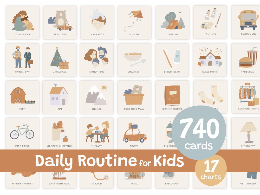 Daily Routine Cards Visual Schedule Toddler Editable Routine Chart Kids ...