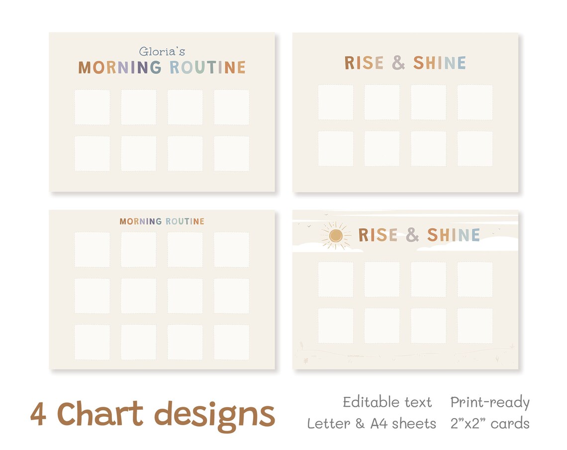 Editable Morning Routine Charts and Cards / Visual Schedule Printable ...