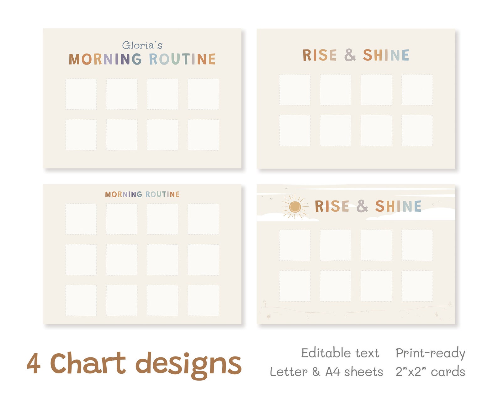 Editable Morning Routine Charts and Cards / Visual Schedule Printable ...