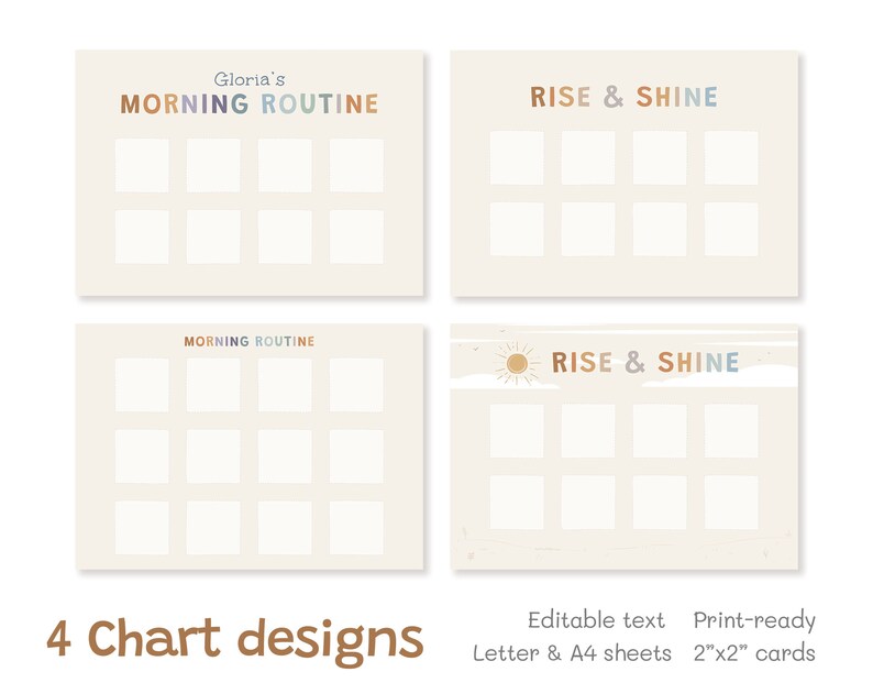 Editable Morning Routine Charts and Cards / Visual Schedule Printable ...