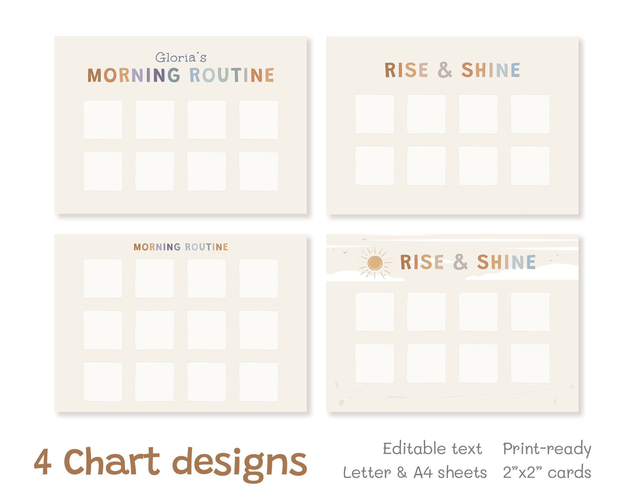 Editable Morning Routine Charts and Cards / Visual Schedule Printable ...