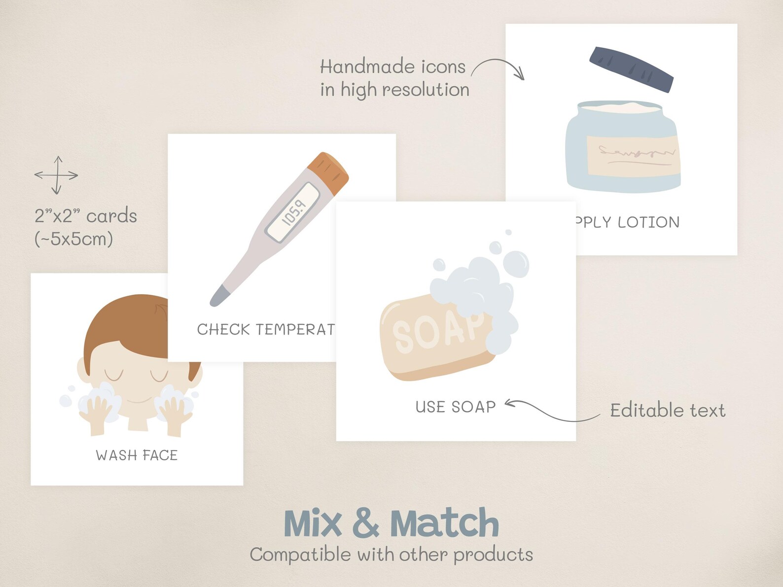 Self Care Visual Schedule Cards, Editable Hygiene Routine Flash Cards ...