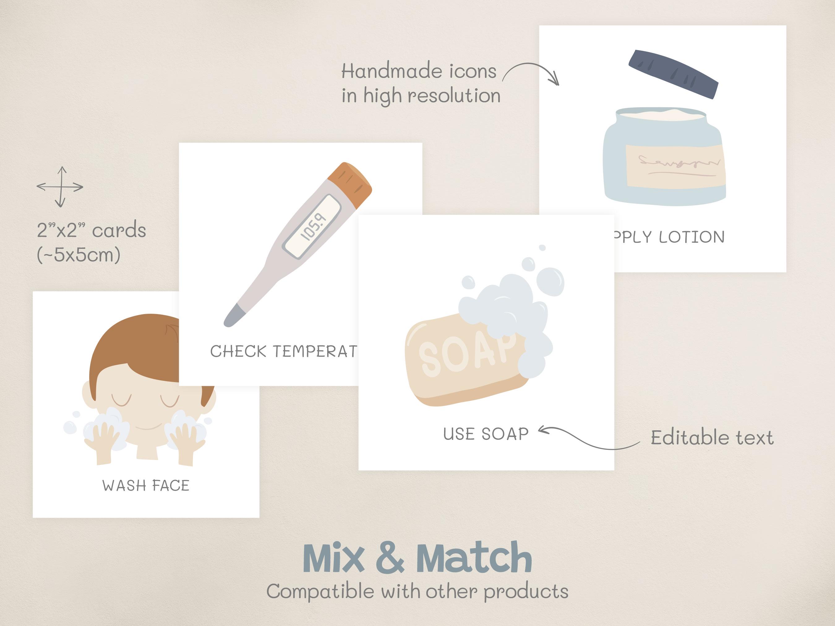 Self Care Visual Schedule Cards, Editable Hygiene Routine Flash Cards ...