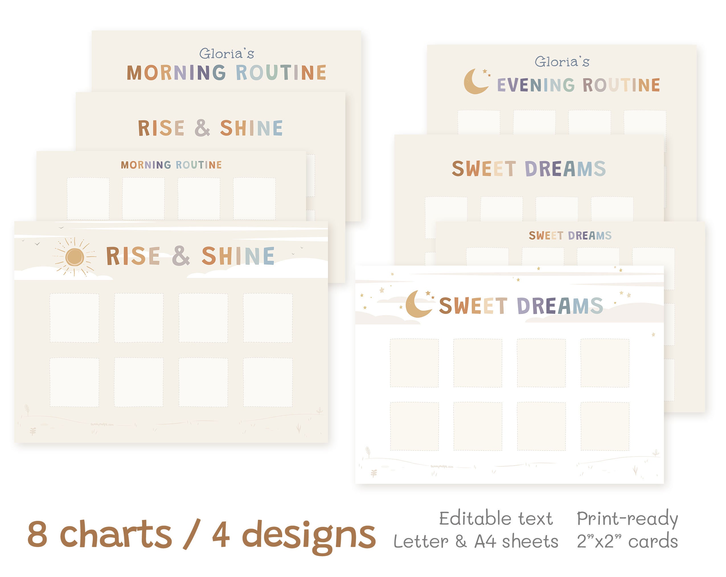 Editable Kids Routine Chart, Morning & Evening Visual Cards (printable ...
