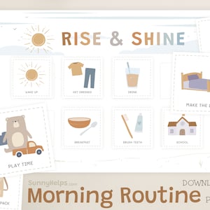 Morning Routine Chart for Kids, Visual Schedule Printable, Routine ...