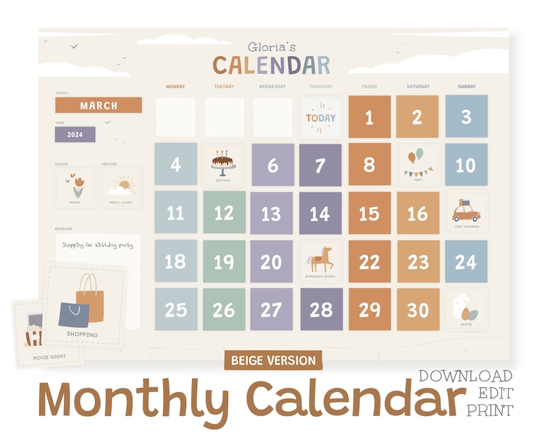 Visual Planner Bundle: Weekly, Monthly Calendar, Today Board (printable ...
