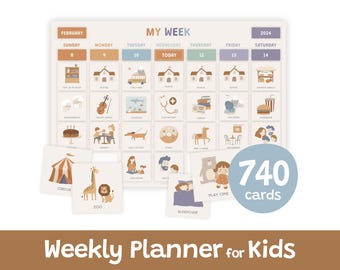 Weekly Routine Cards & Charts for Kids, Visual Calendar, Daily Rhythm ...