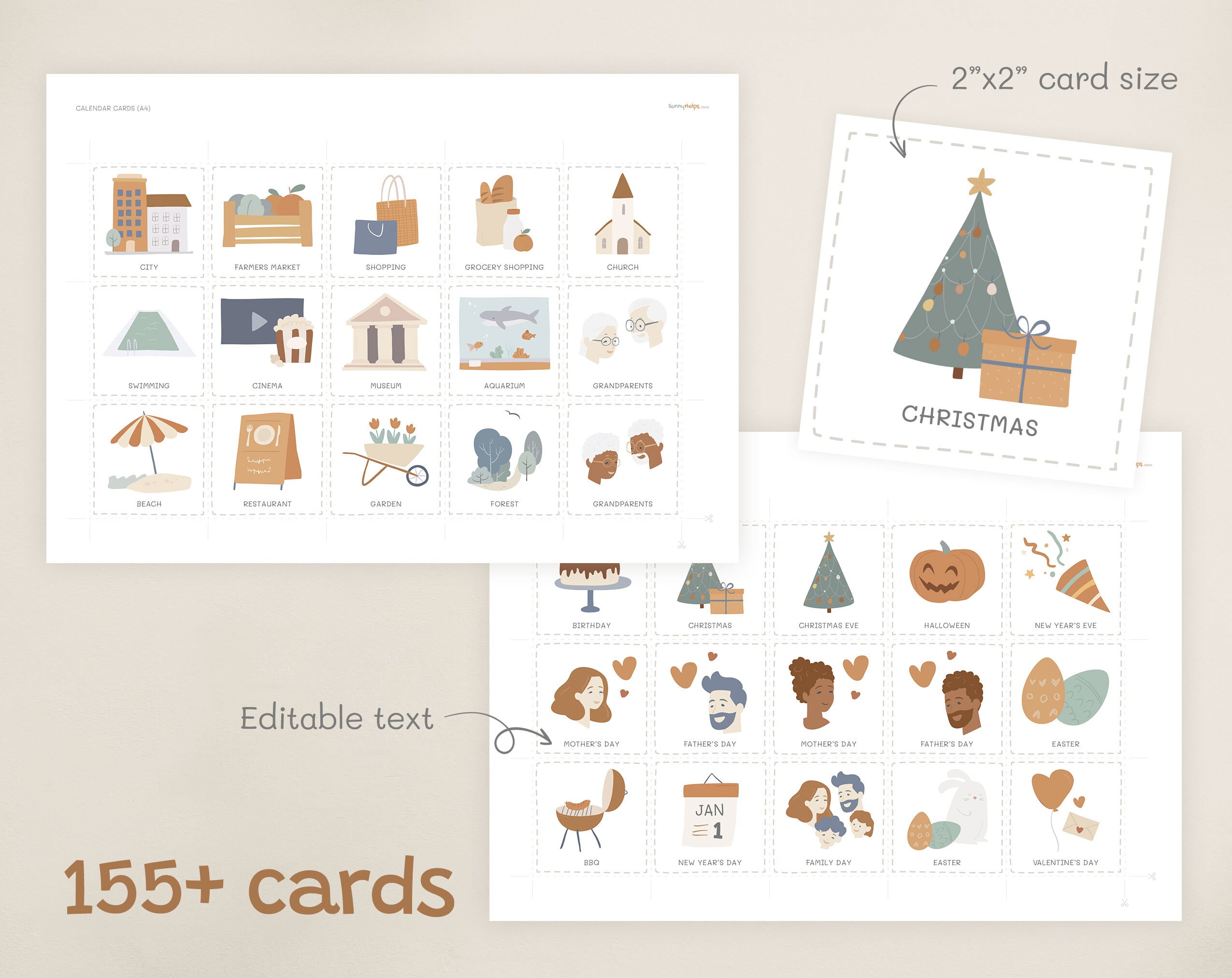 Editable Monthly Calendar Printable, Visual Schedule for Toddlers ...