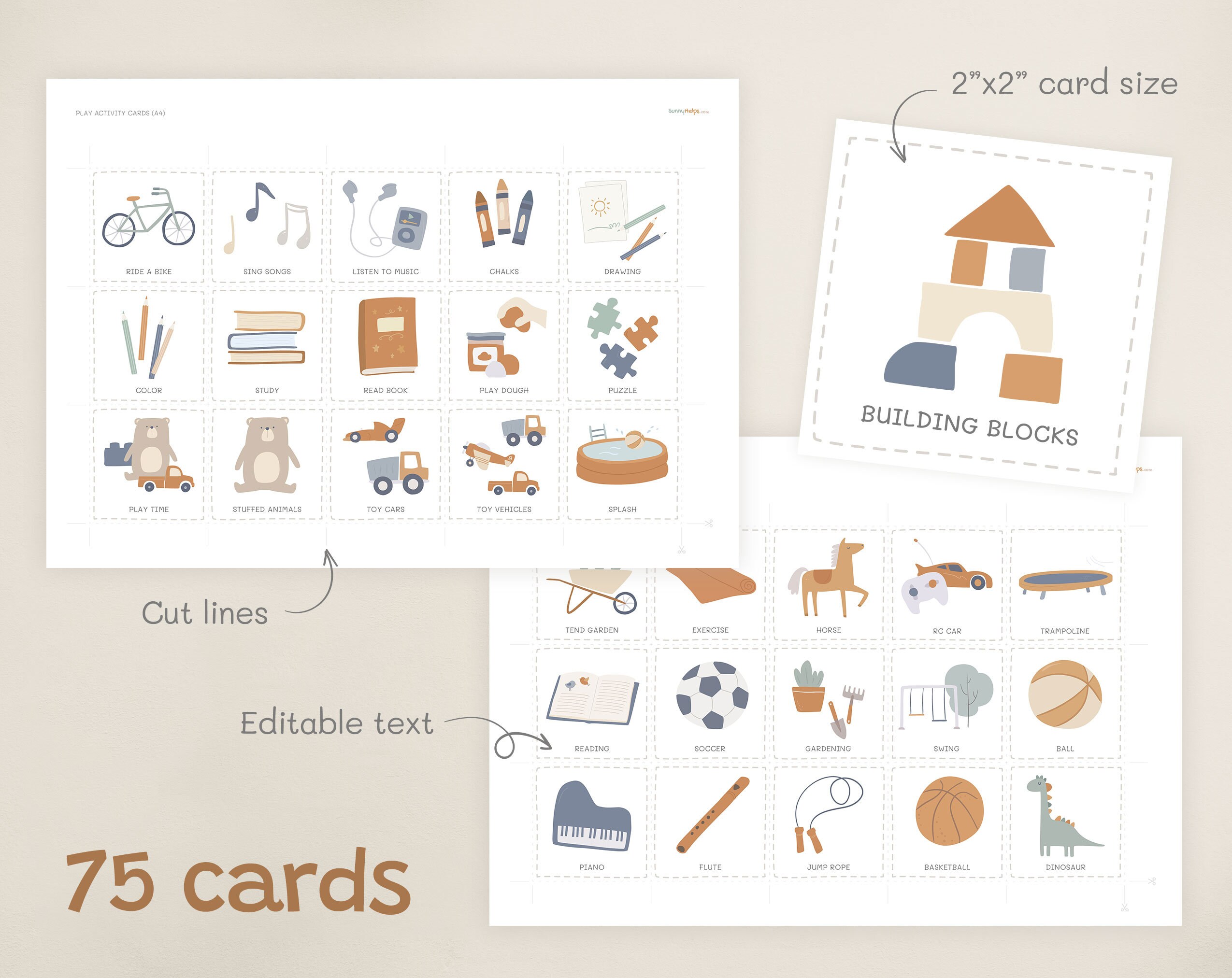 75 Play Activity Flashcards / Printable Routine Cards for Kids / Games ...