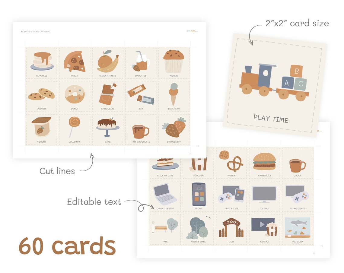 Reward and Treats Cards for Kids / Printable Visual Schedule / Visual ...