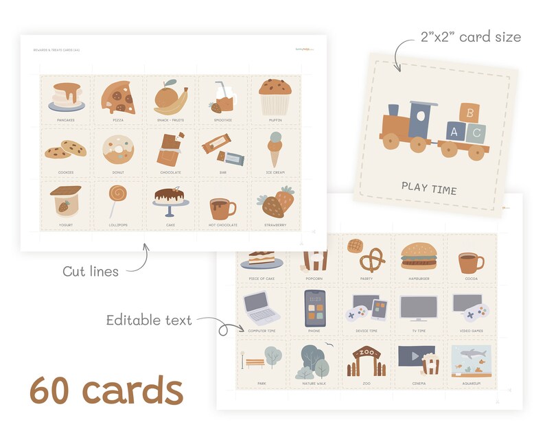 Reward and Treats Cards for Kids / Printable Visual Schedule / Visual ...
