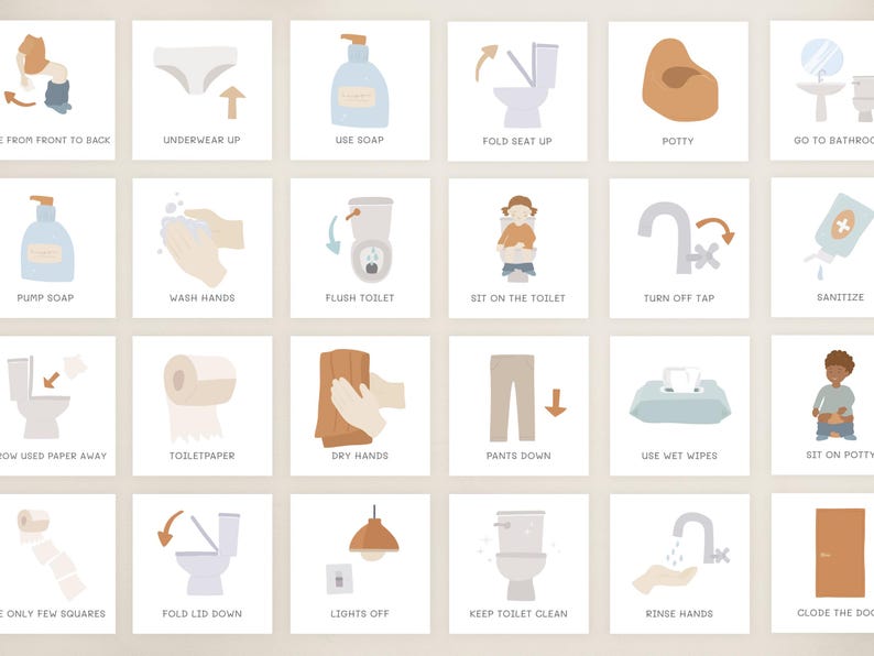 Potty Training & Hand Washing Chart Bundle, Daily Routine Cards ...