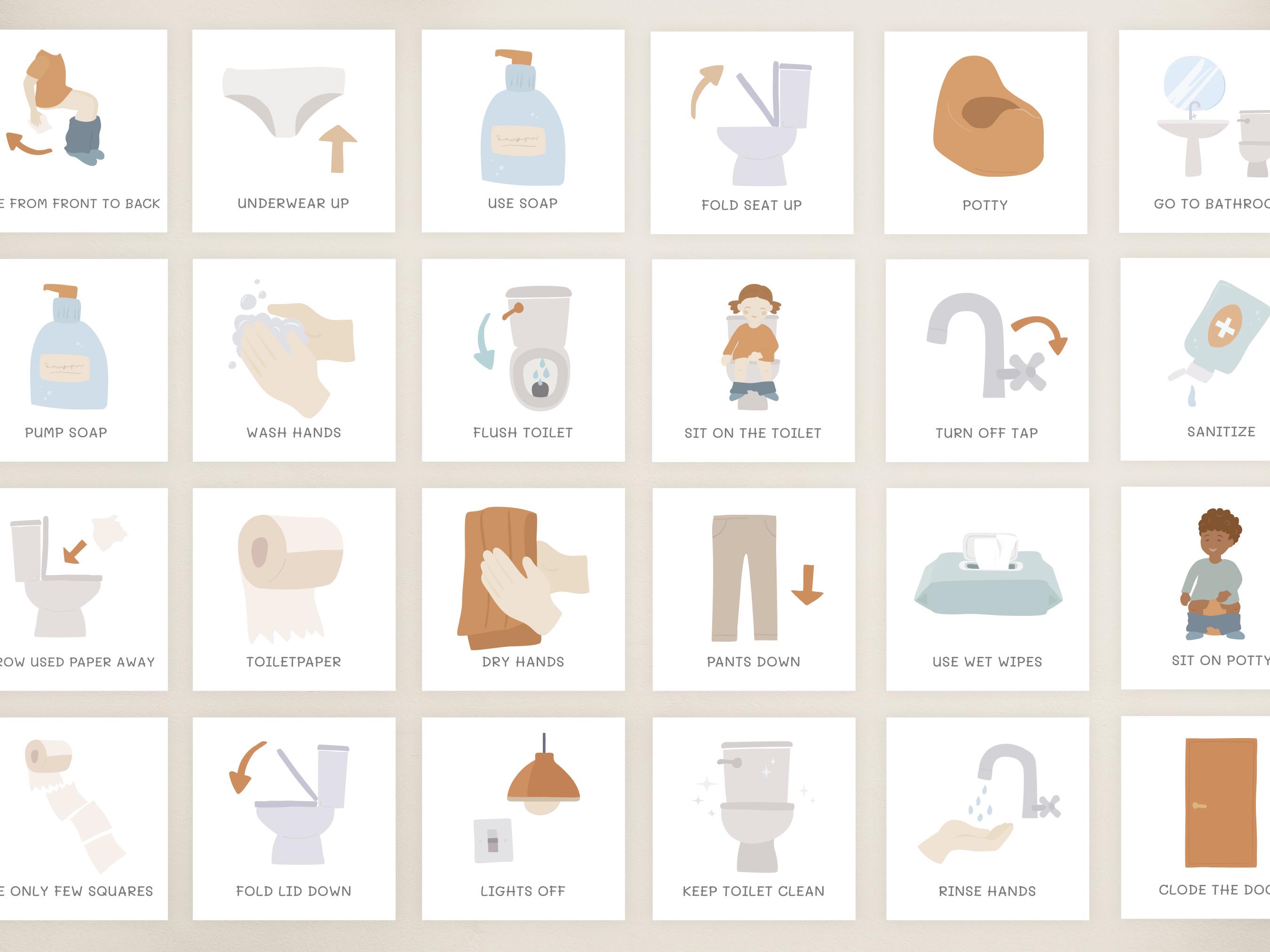 Potty Training & Hand Washing Chart Bundle, Daily Routine Cards ...